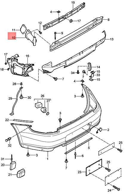 držák výztuhy zadního nárazníku :: PORSCHE-SHOP